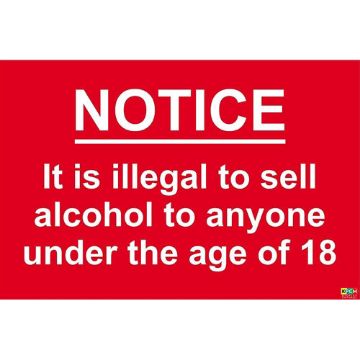 No Alcohol Under 18 Sign